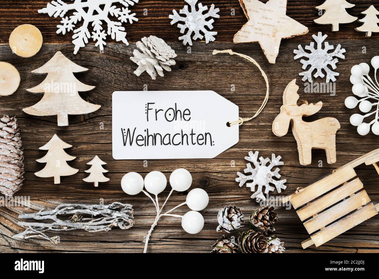 White Label With German Text Frohe Weihnachten Means Merry Christmas ...