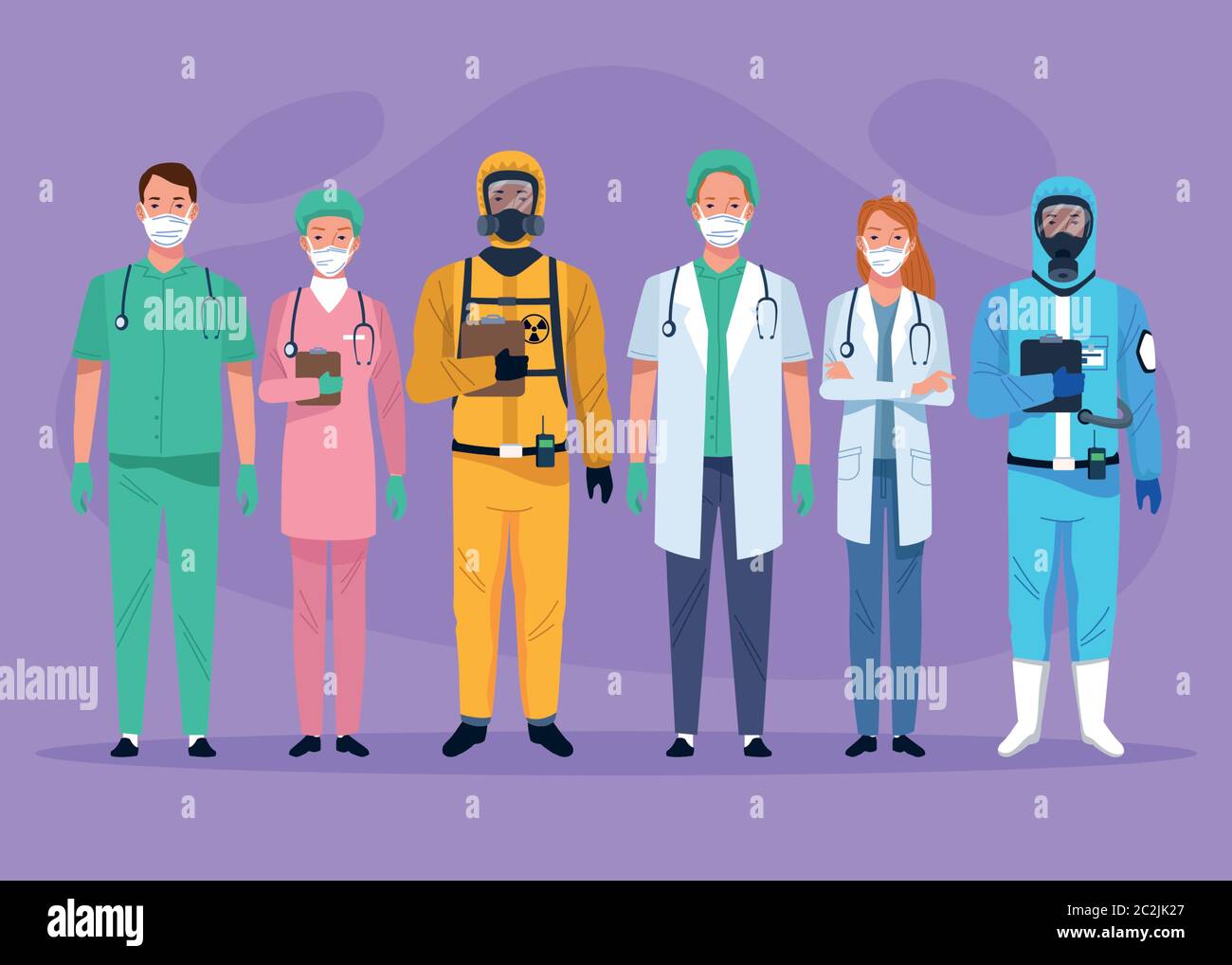 group of medical staff healthcare workers characters vector ...