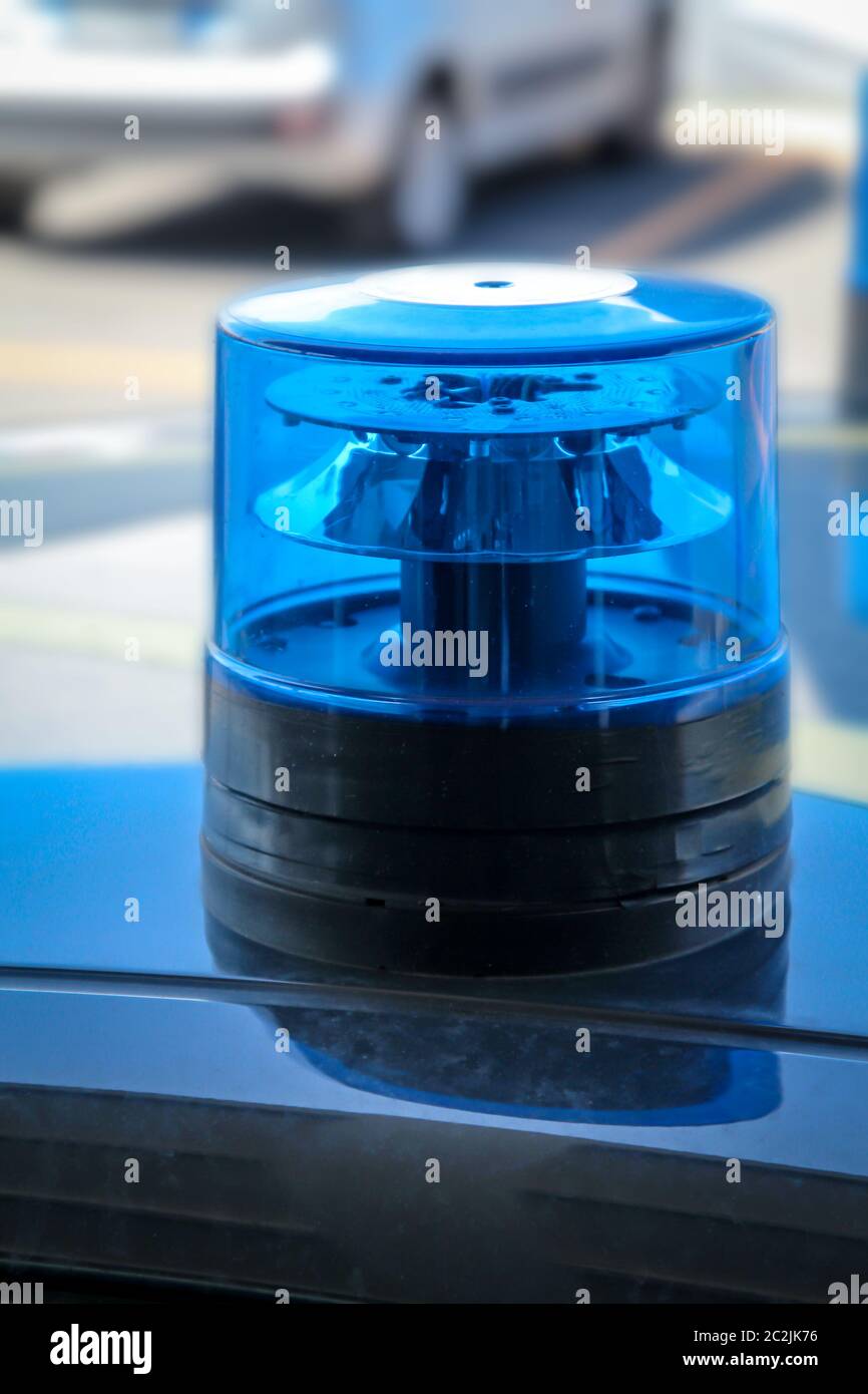 Blue light of a police car, car, fire engine blue Stock Photo - Alamy