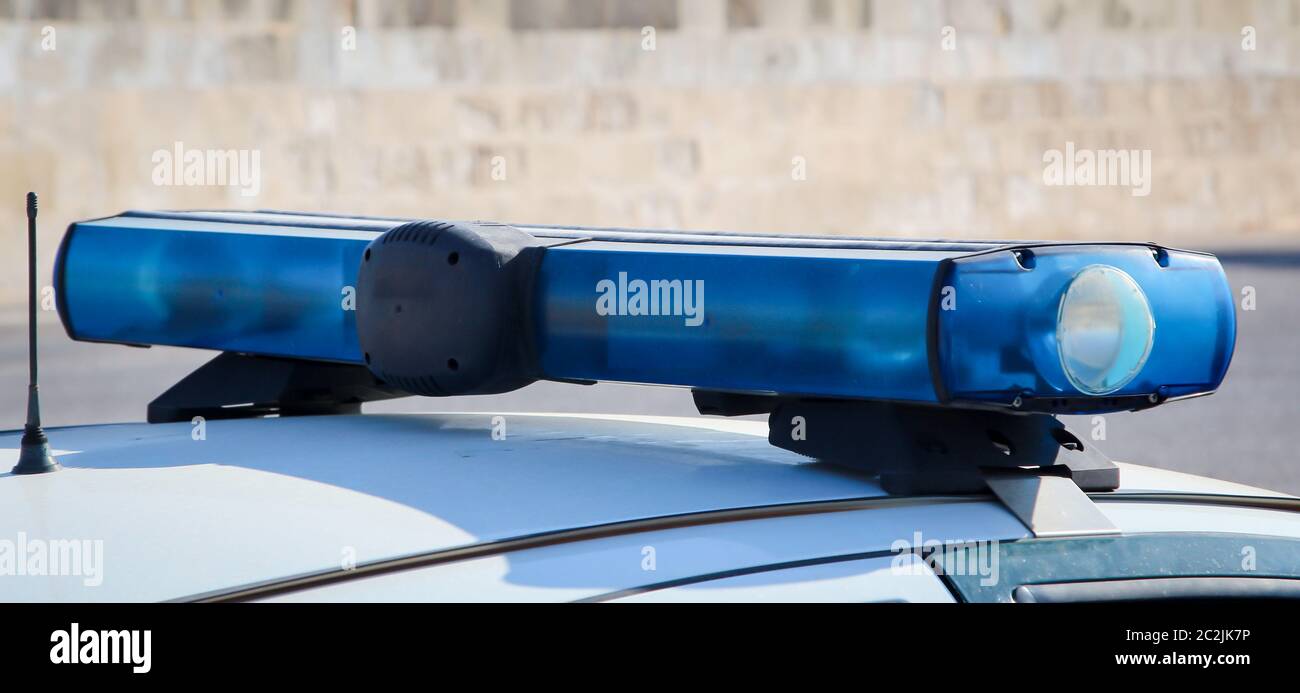 Blue light of a police car, car, fire engine blue Stock Photo - Alamy
