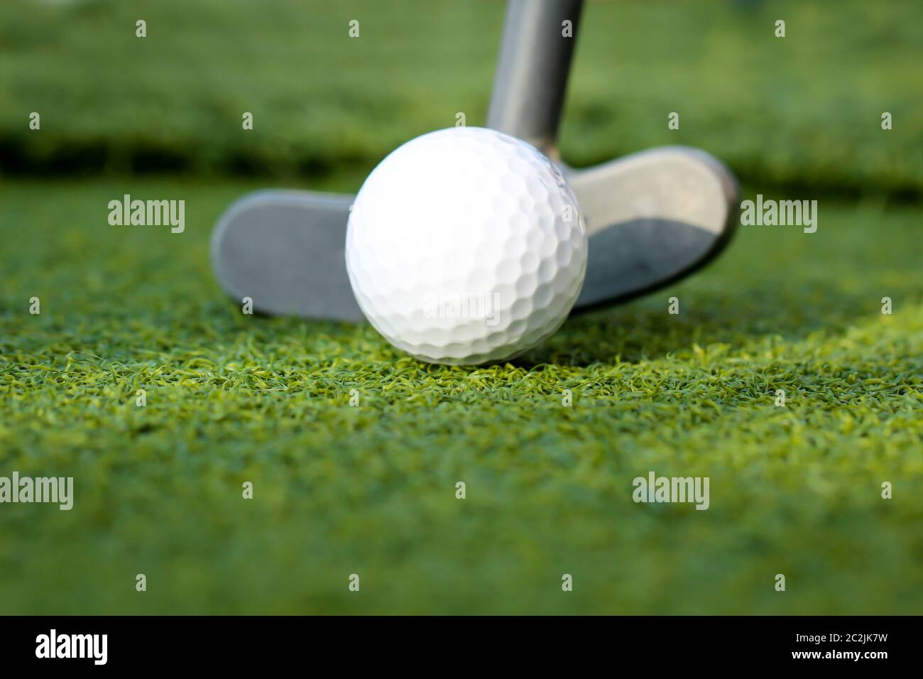 Golf ball and putter on the green Stock Photo - Alamy