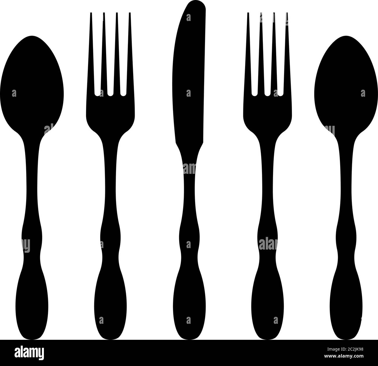Cutlery Icon, Fork, Spoon And Knife Vector Art Illustration Stock ...