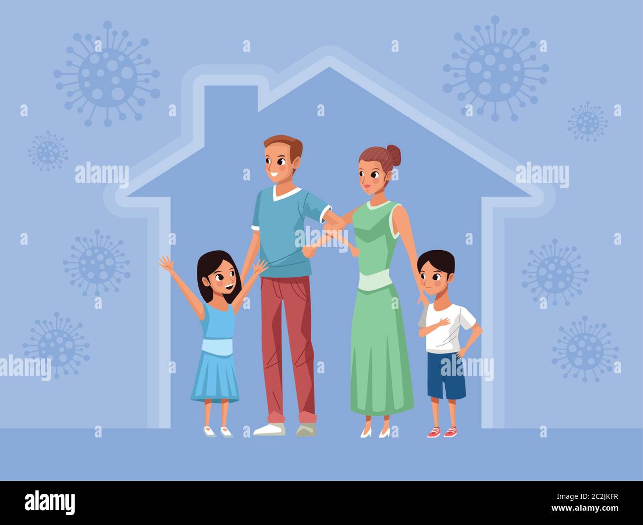 parents couple with daughter and son Stay at Home family campaign ...