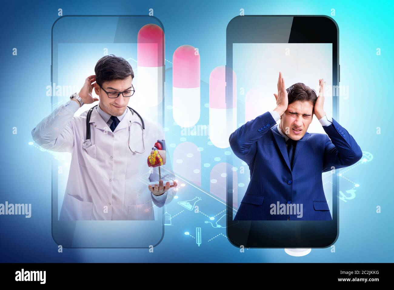 Telemedicine concept with remote treatment and consultation Stock Photo ...