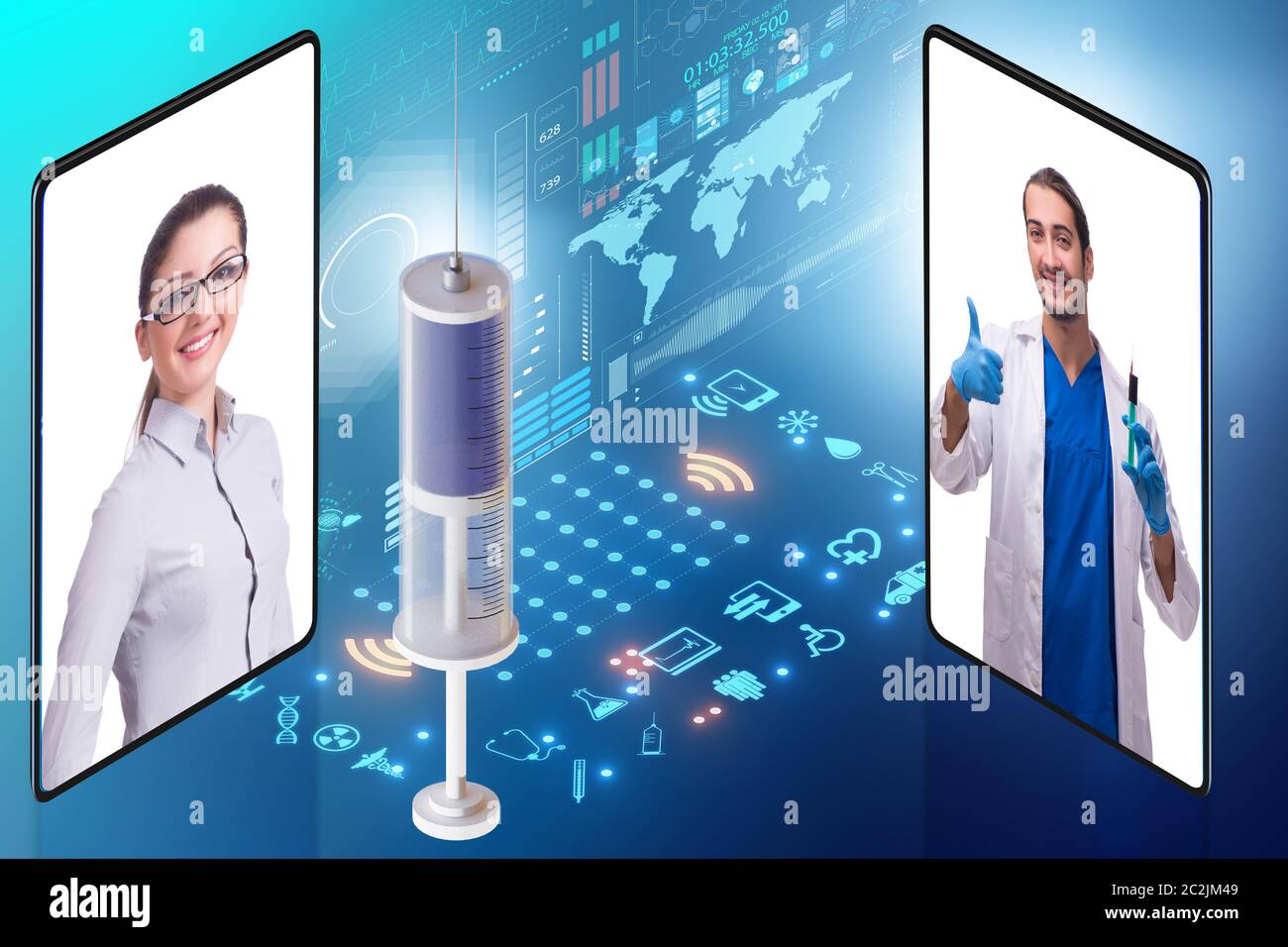 Telemedicine concept with remote treatment and consultation Stock Photo ...