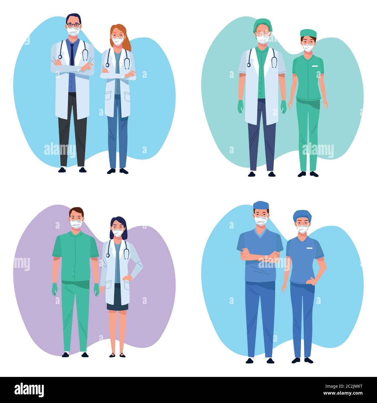 group of medical staff healthcare workers characters vector ...