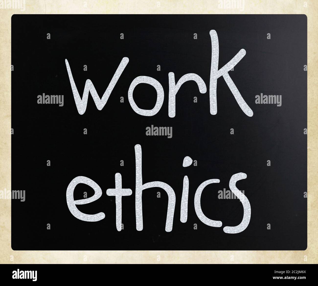 "Work Ethics" handwritten with white chalk on a blackboard Stock Photo ...