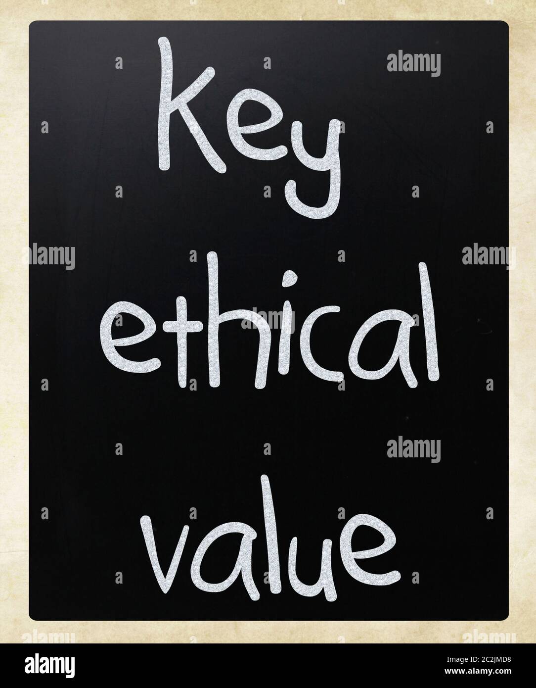 "key ethical value" handwritten with white chalk on a blackboard Stock ...