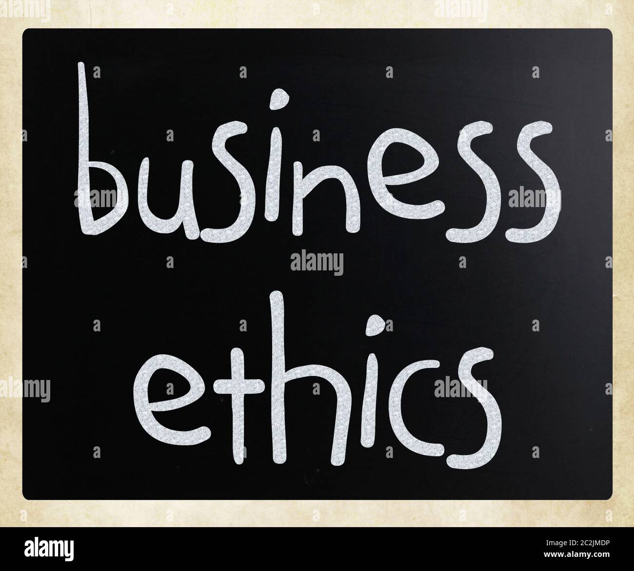 "Business Ethics" handwritten with white chalk on a blackboard Stock ...