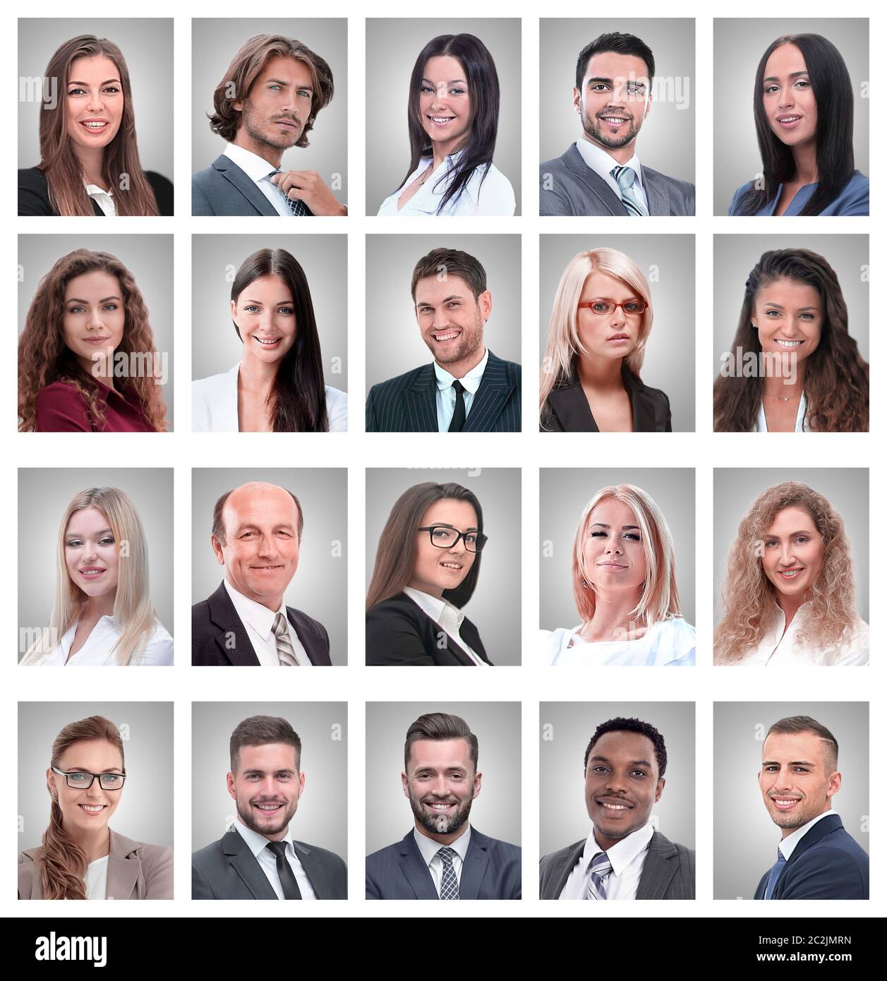 portraits of successful employees isolated on a white Stock Photo - Alamy