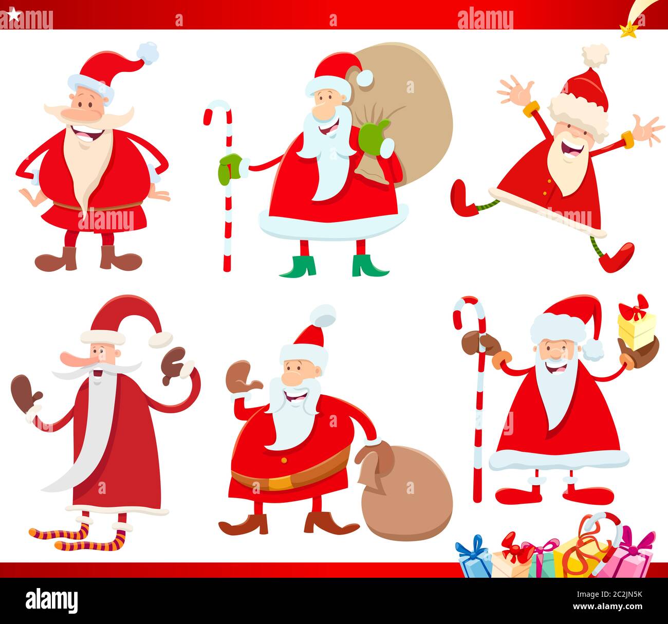 Santa Claus on Christmas Time cartoon set Stock Photo - Alamy