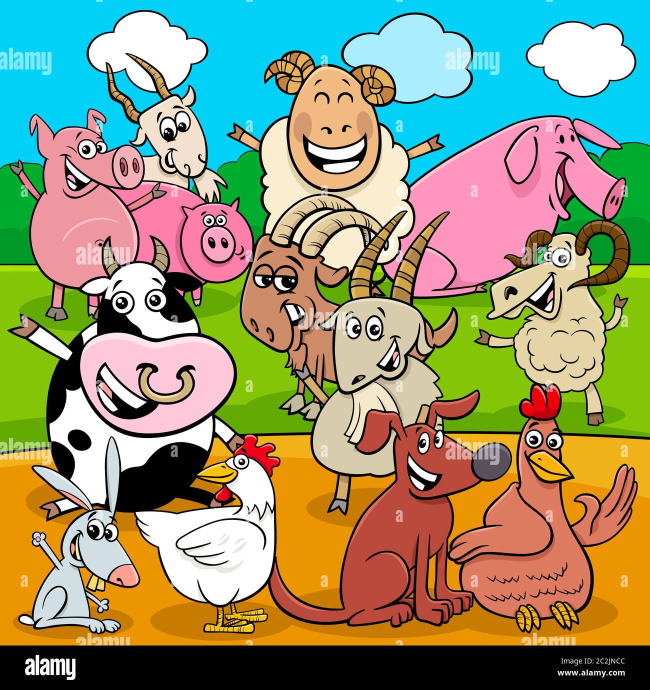 Happy Farm Animals Clipart