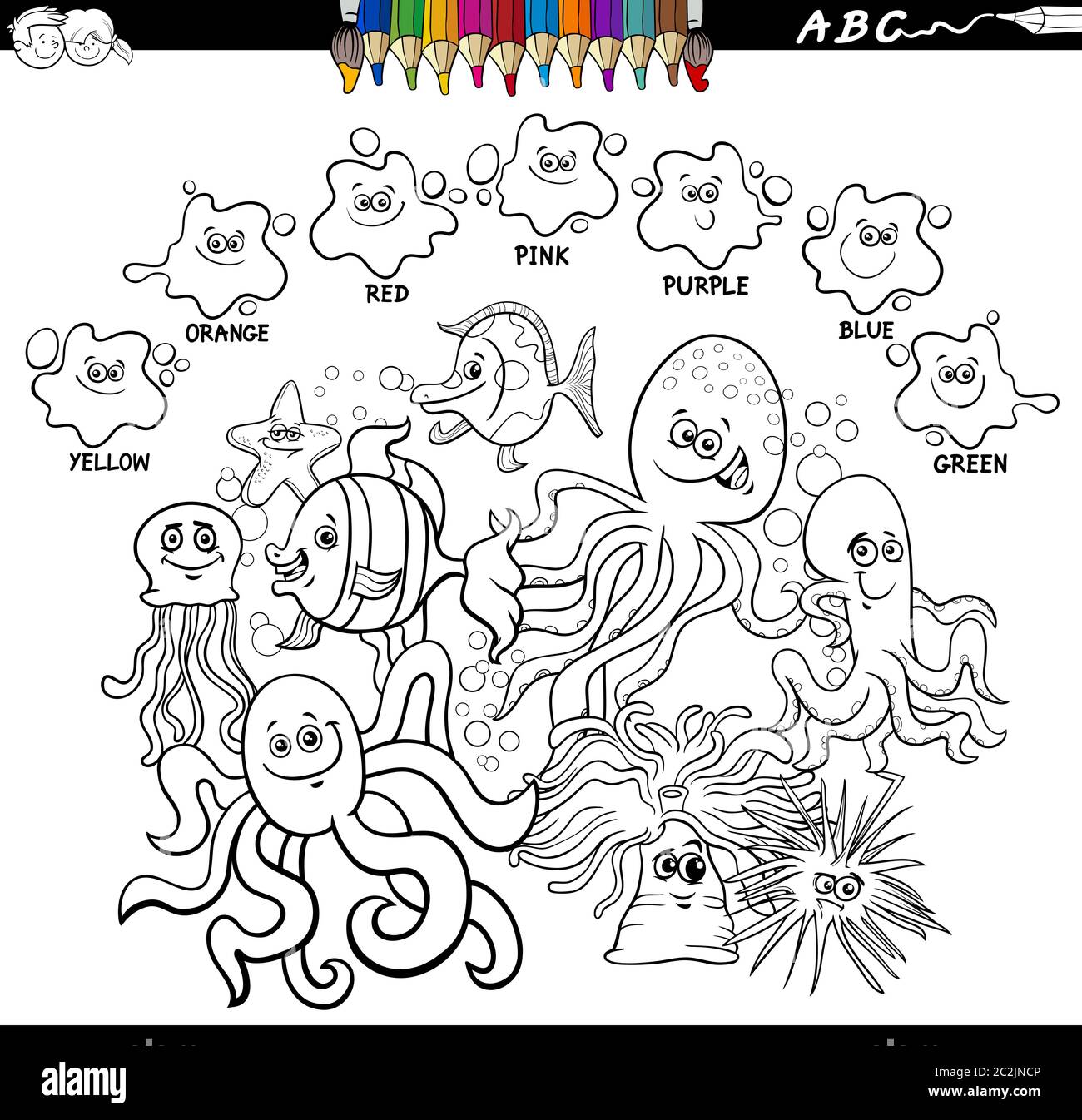 Cartoon illustration primary colors animals hi-res stock photography ...