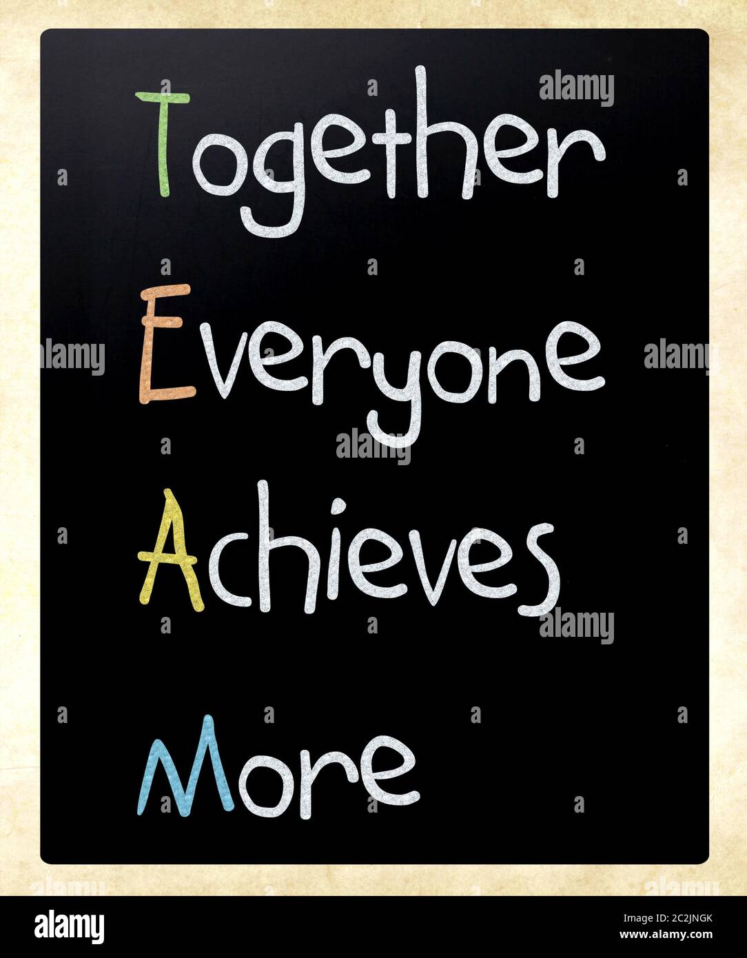 TEAM acronym white chalk handwriting on blackboard Stock Photo - Alamy