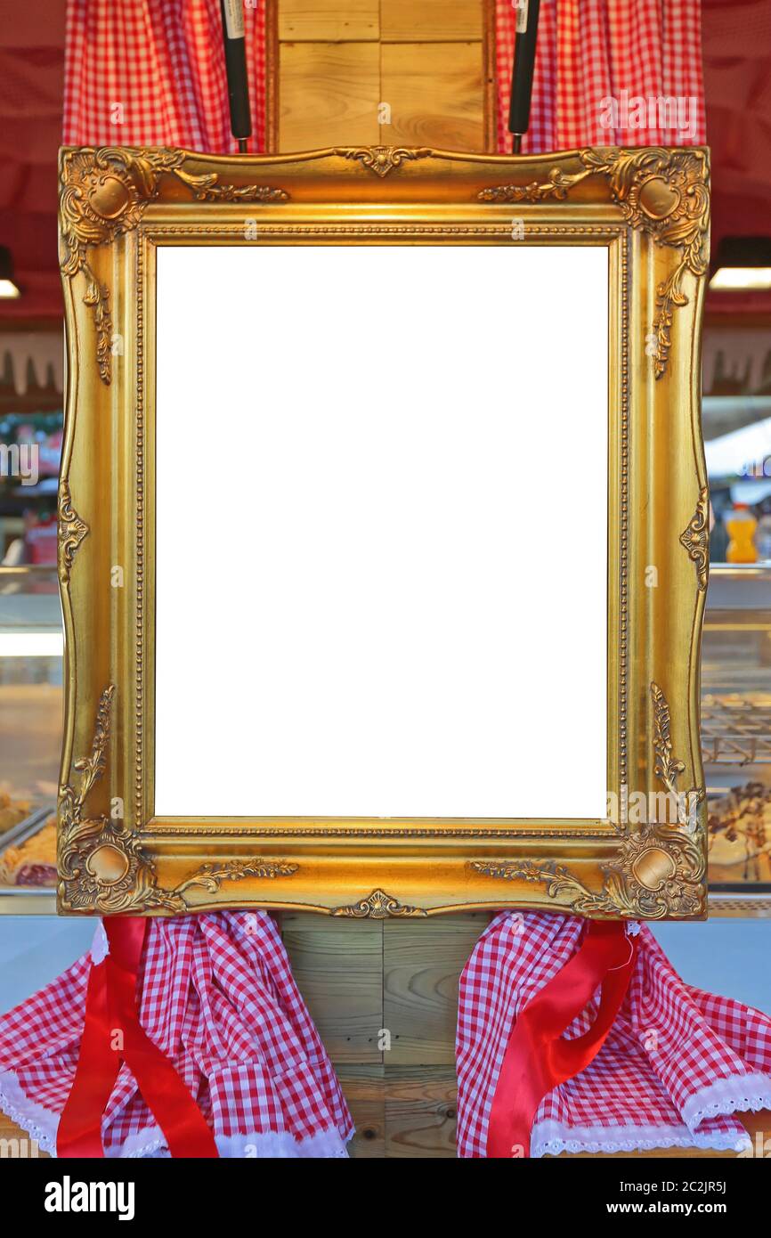 Rustic Golden Menu Frame in Bakery Shop Stock Photo - Alamy