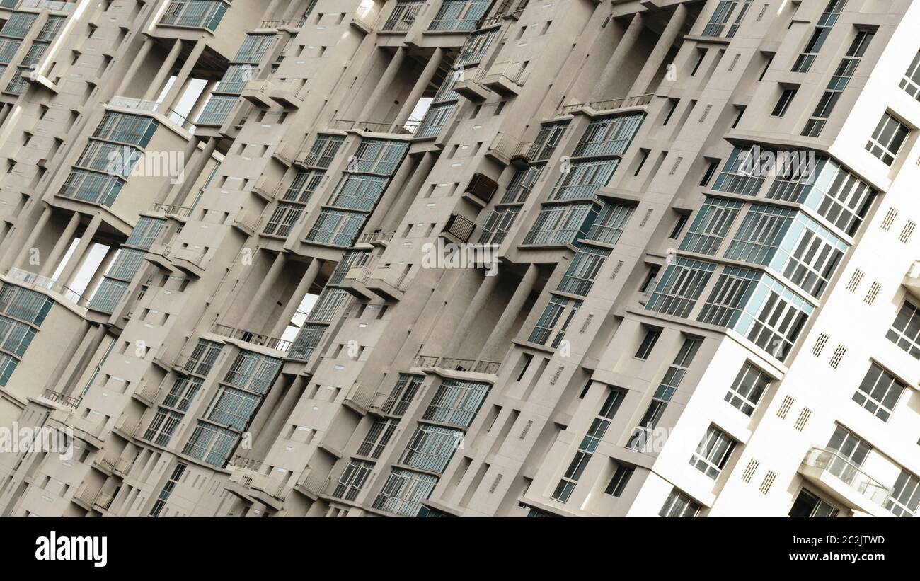 Abstract pattern geometric shapes in a high-rise building. Architecture ...
