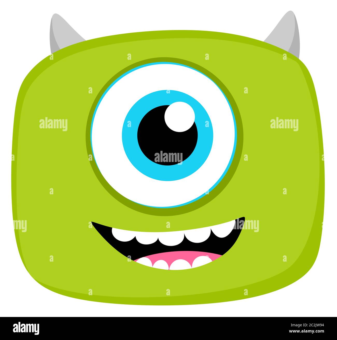 monster one eye alien creature green illustration head Stock Photo - Alamy