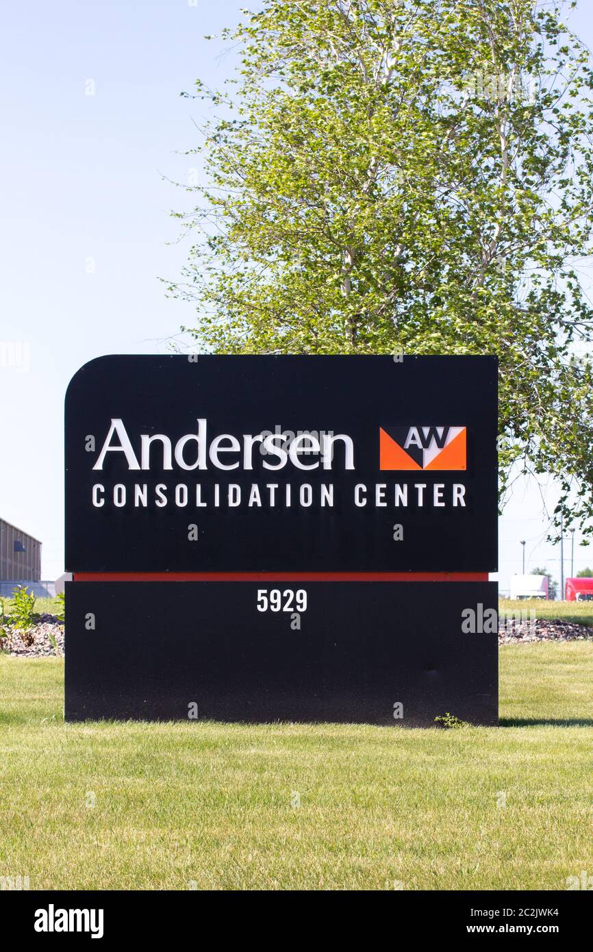 MENOMINEE, WI/USA - JUNE 14, 2020: Andersen Windows warehouse exterior ...