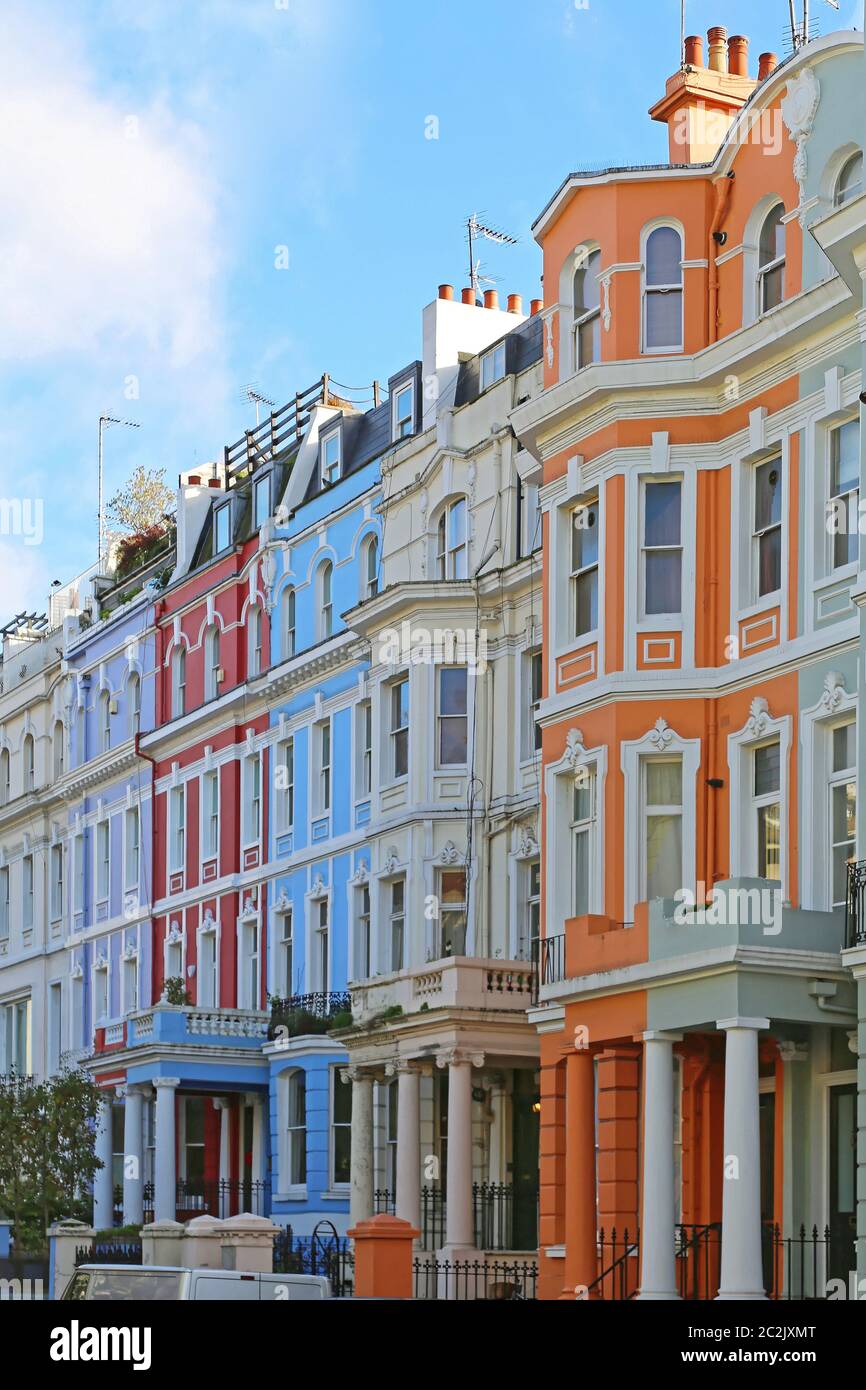 Colourful Buildings in Row at Notting Hill London Stock Photo - Alamy
