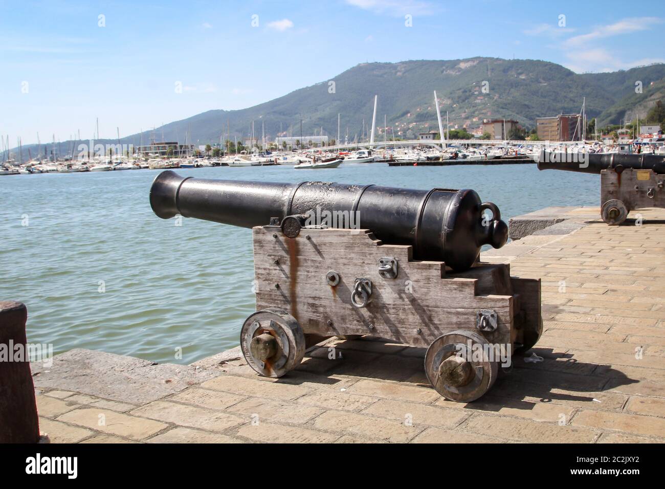A medieval cannon at a harbor basin Stock Photo - Alamy