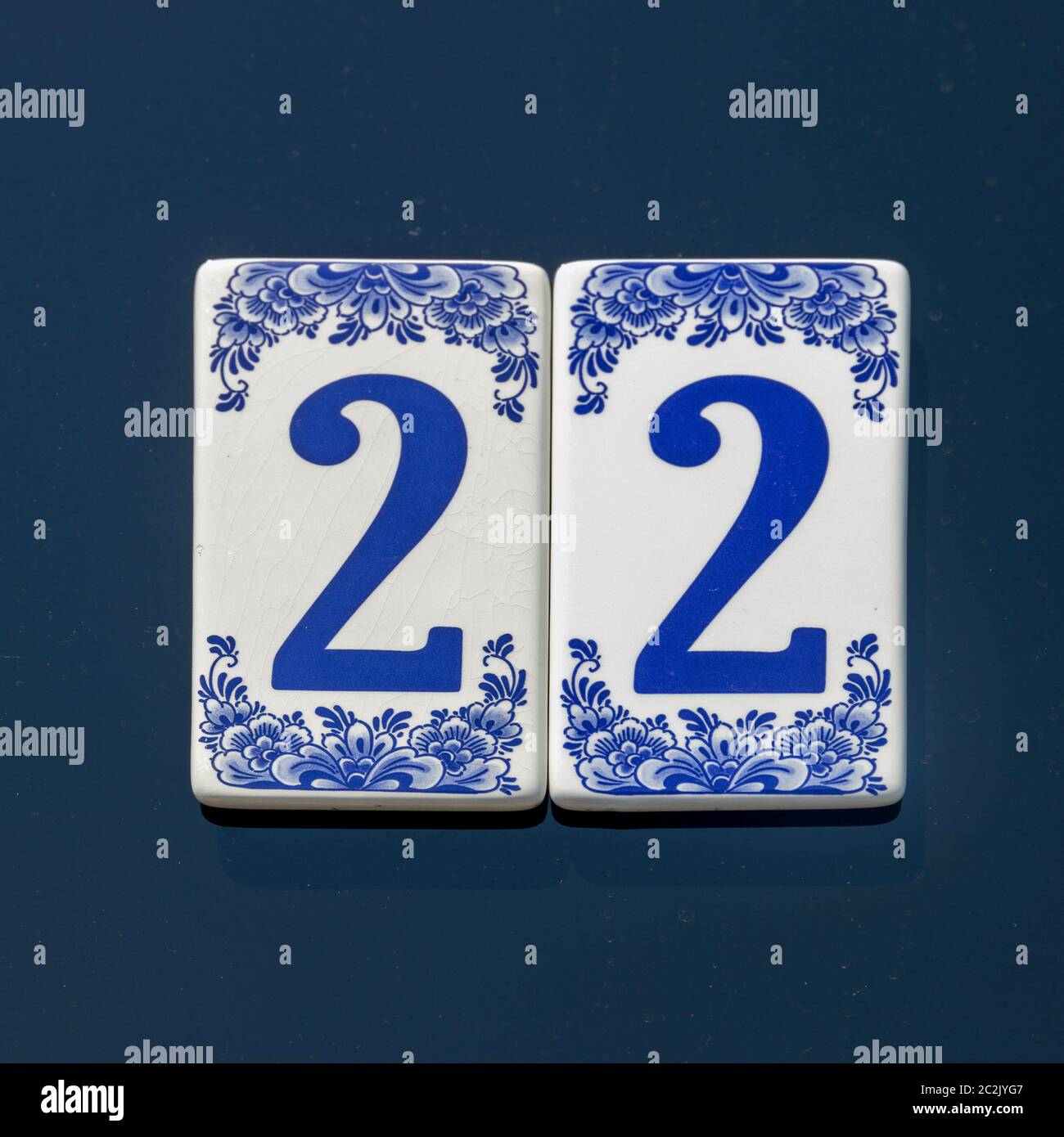 Big Blue Ceramic Tiles Number 22 at Building Stock Photo - Alamy