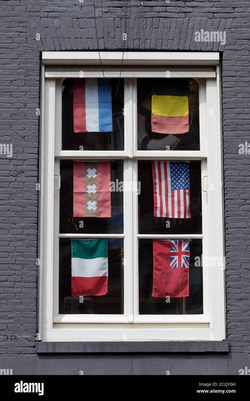 Many Various International World Flags in Window Stock Photo - Alamy