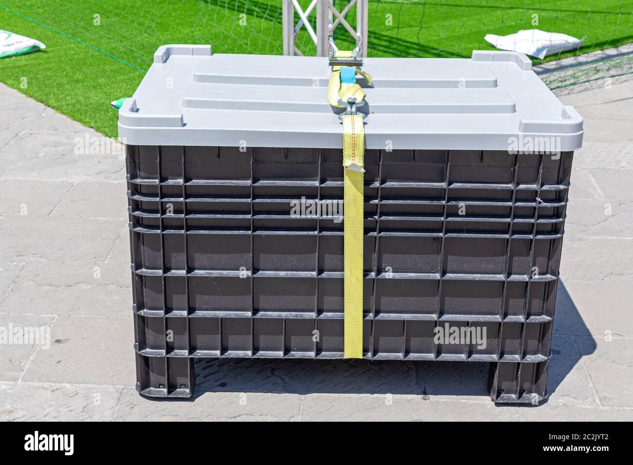 Cargo Pallet Box With Strap Shipping Crate Stock Photo - Alamy