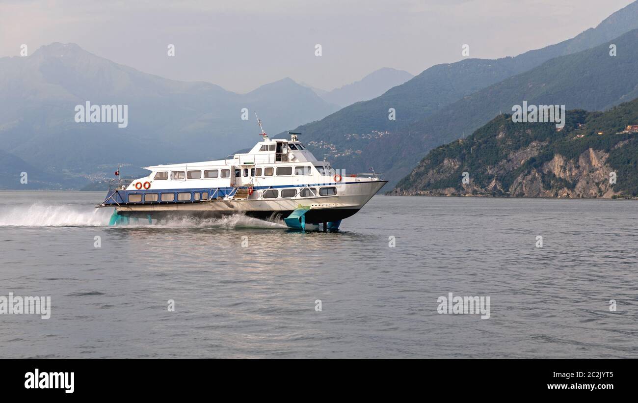 Fast Hydrofoil Boat at Lake Como in Italy Stock Photo - Alamy