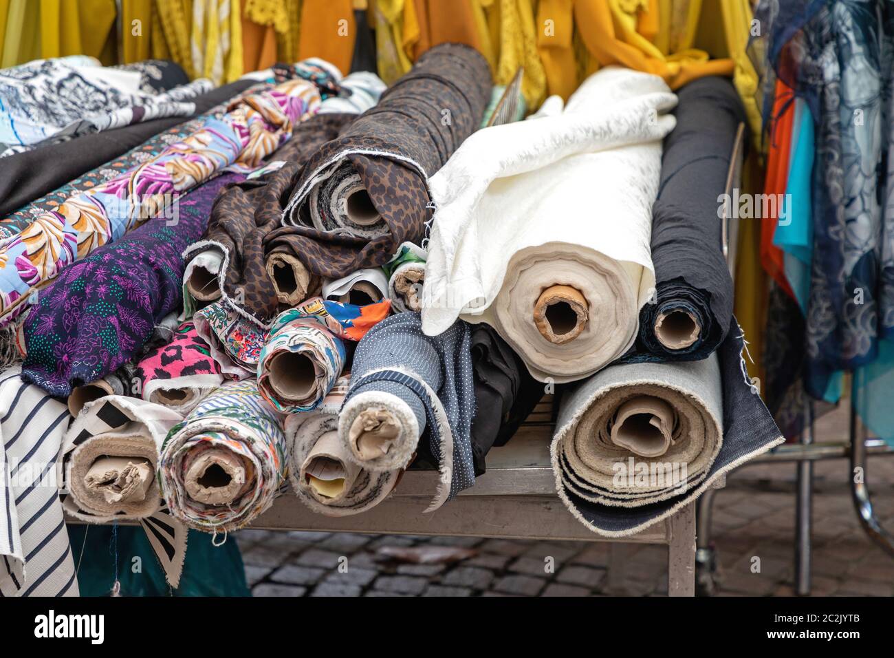 Rolls of Textile Material for Garment Industry Stock Photo - Alamy