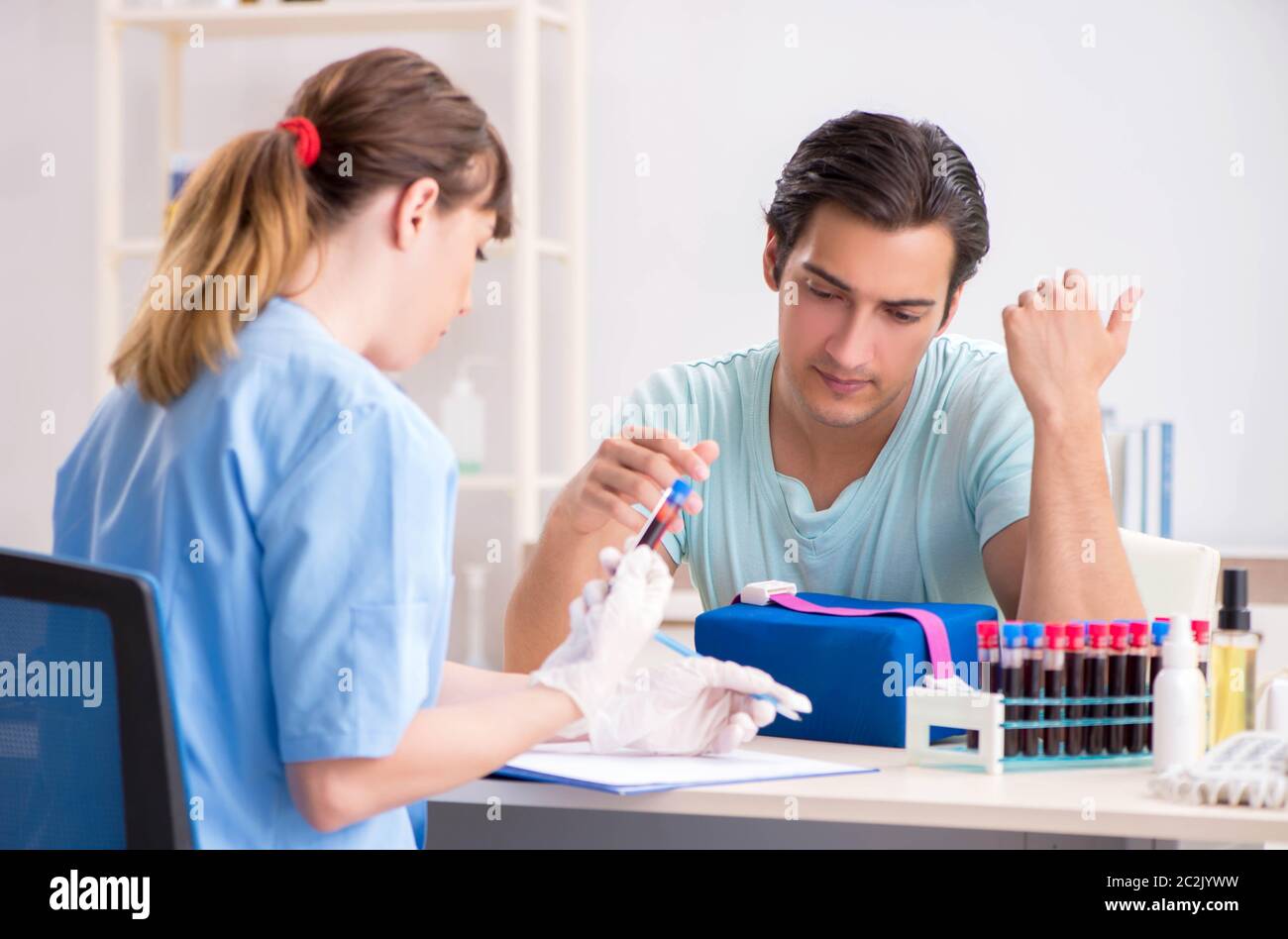 The young patient during blood test sampling procedure Stock Photo - Alamy