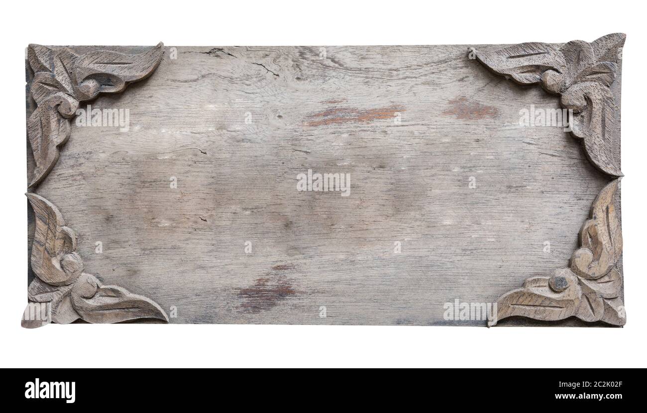 close up empty old wooden sign isolate on white background Stock Photo ...
