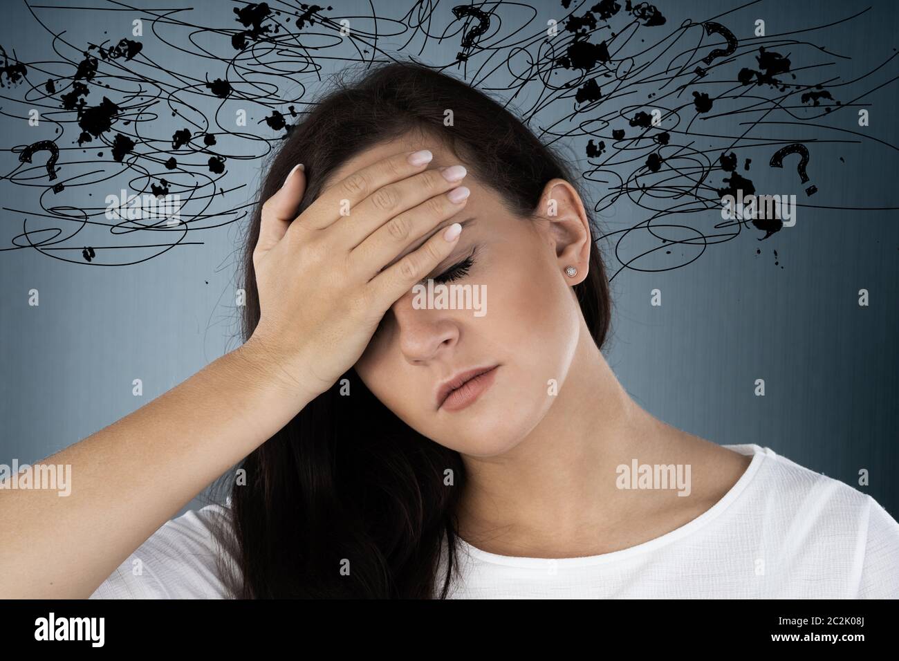 Photo Of Young Woman Suffering From Brain Overload Stock Photo - Alamy