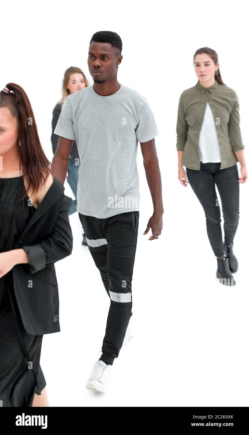 group of diverse young people striding forward Stock Photo - Alamy