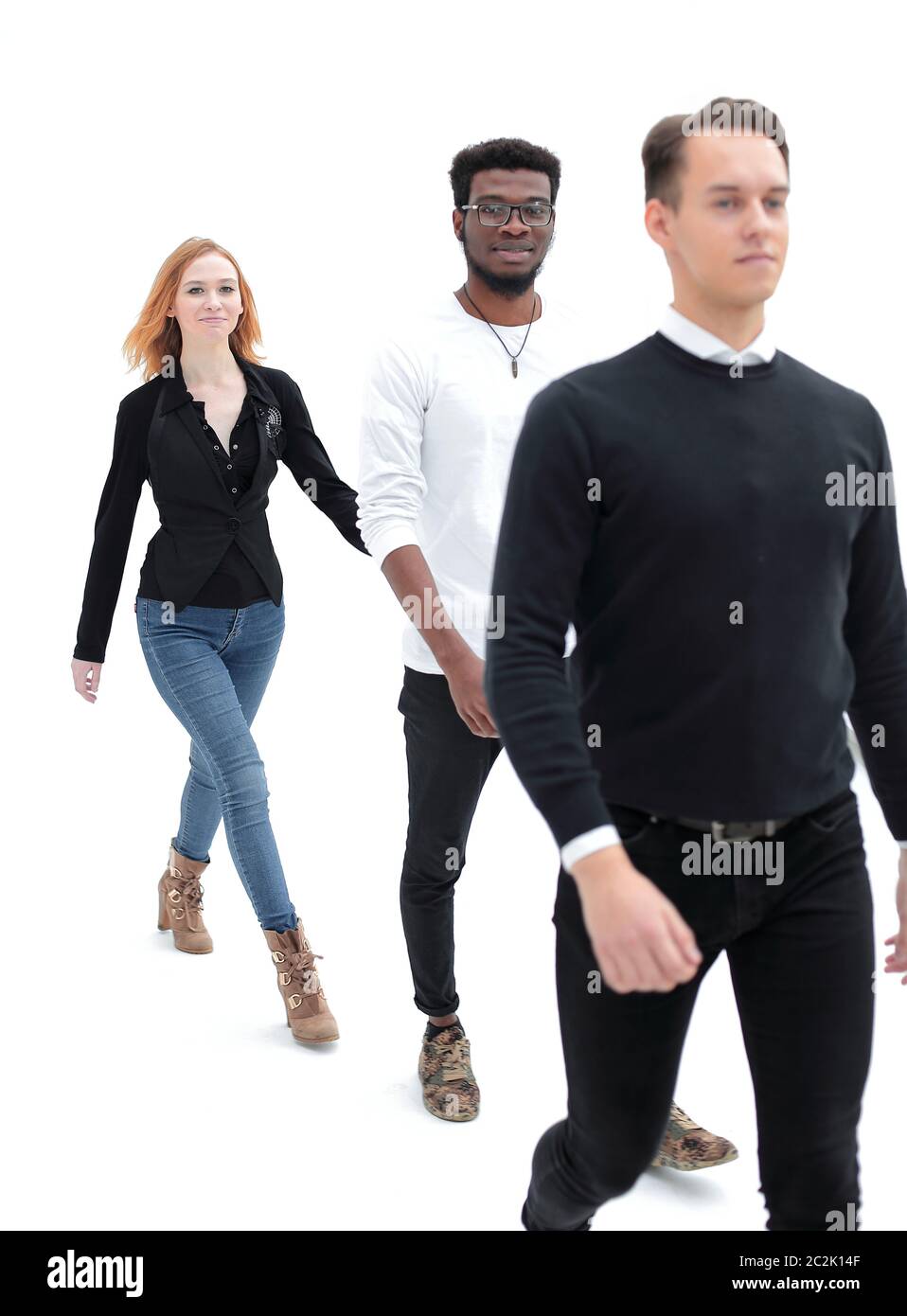 group of diverse young people striding forward Stock Photo - Alamy