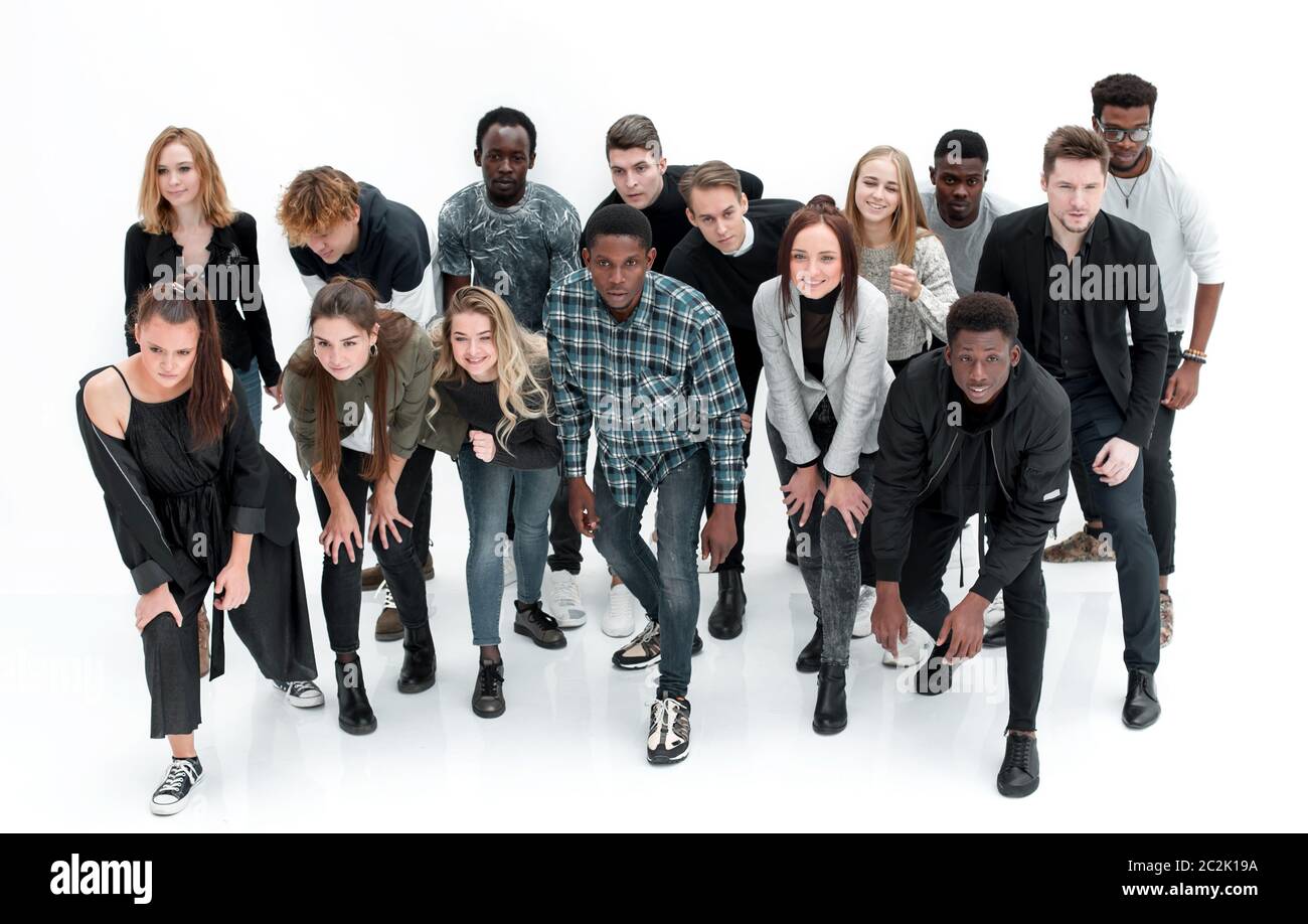 large group of diverse young people starting forward Stock Photo - Alamy