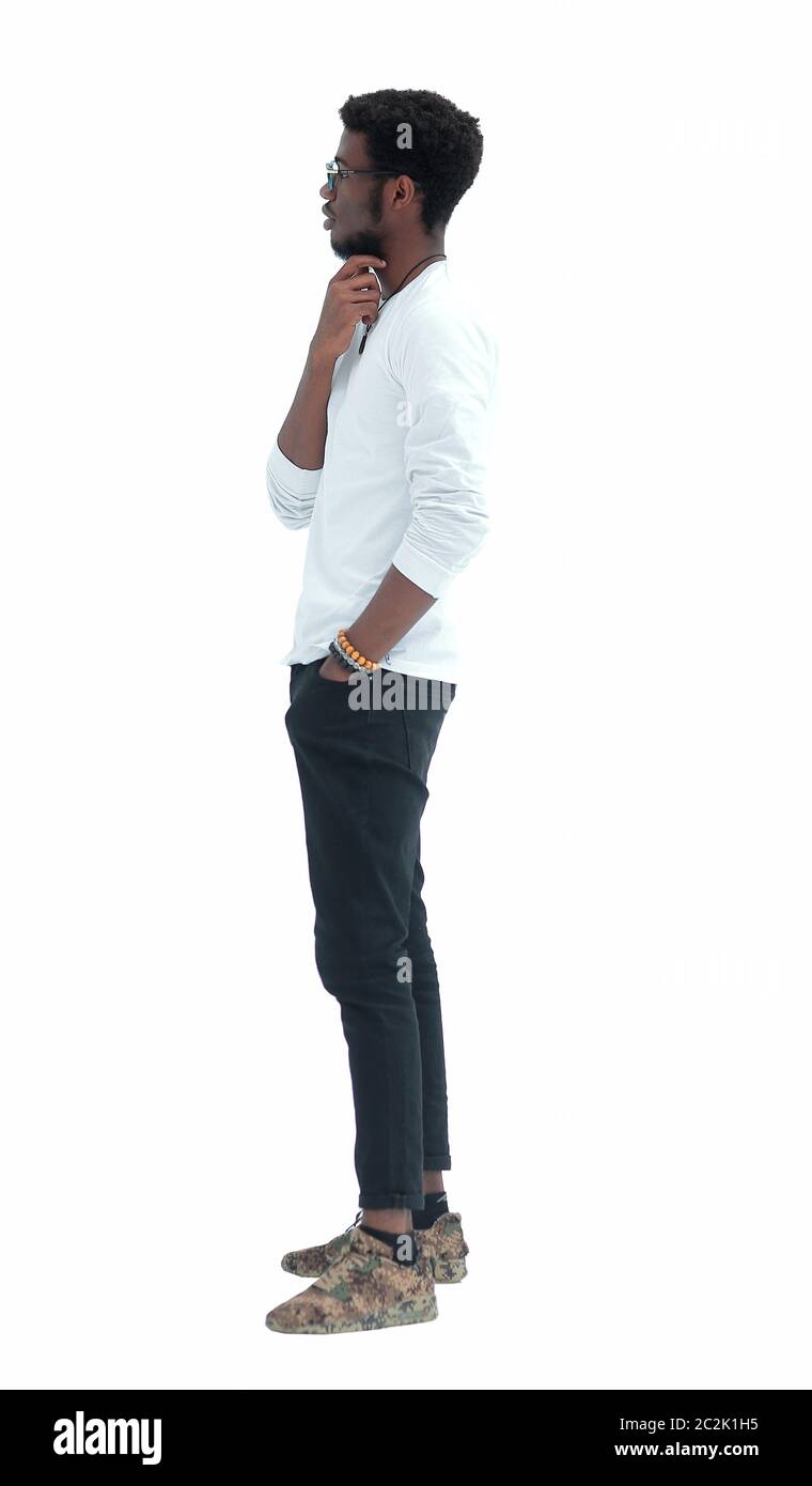 side view. casual young man looking forward Stock Photo - Alamy