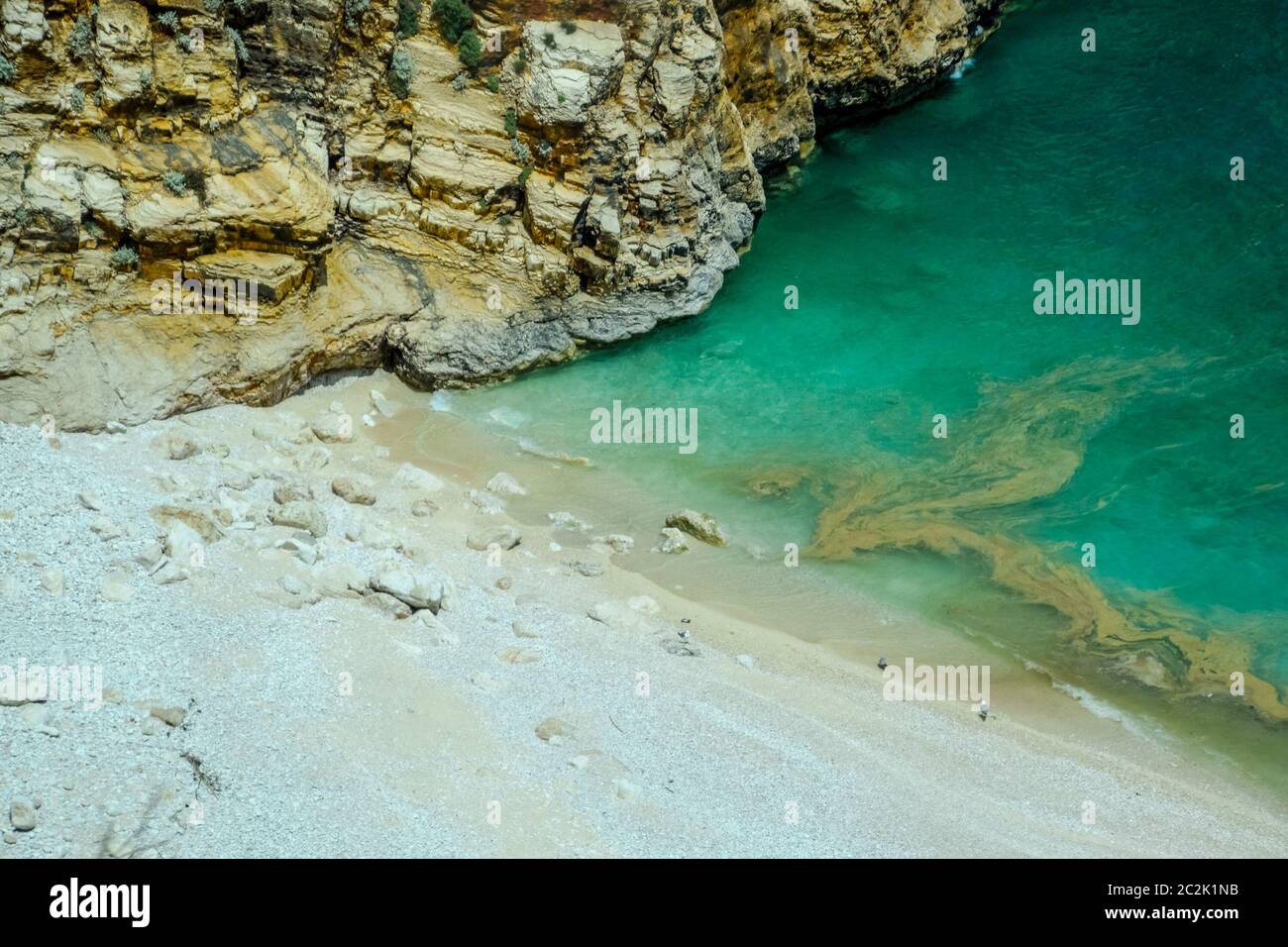Coastal cliffs of limestone. The coast of the Mediterranean Sea in ...