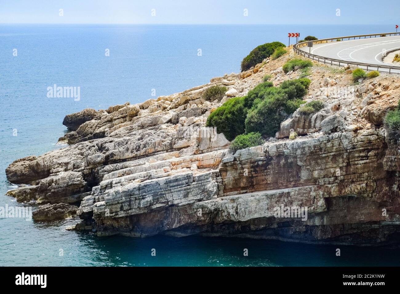 Coastal cliffs of limestone. The coast of the Mediterranean Sea in ...