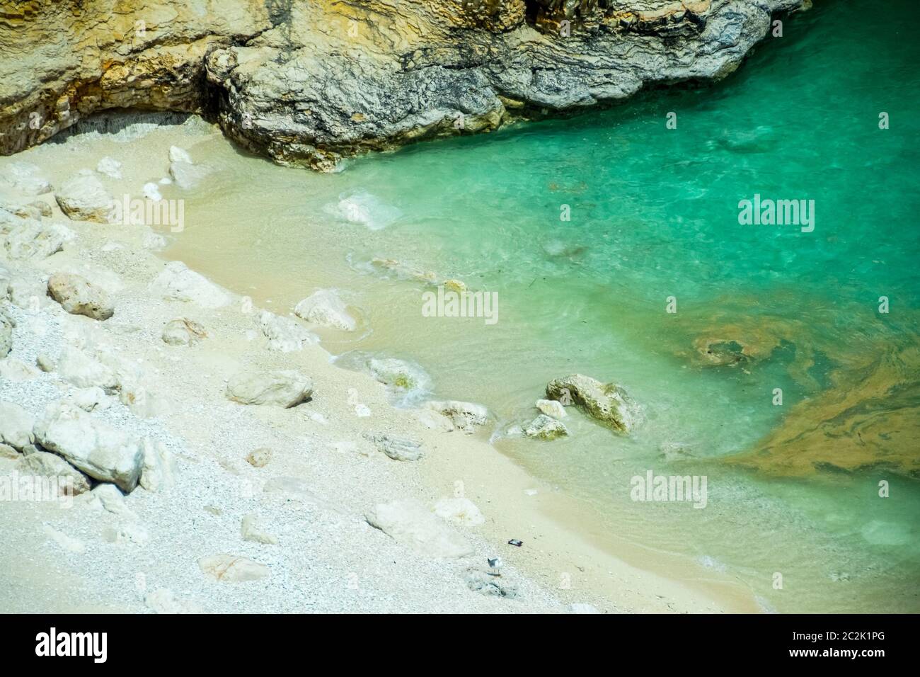 Coastal cliffs of limestone. The coast of the Mediterranean Sea in ...