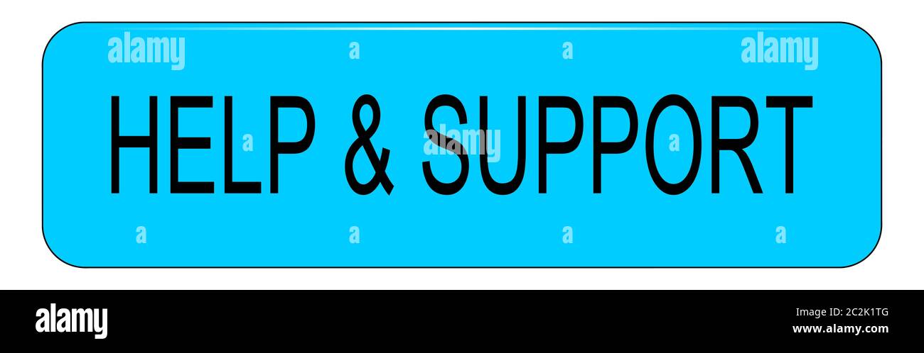 blue Help & Support Button on white background â€“ illustration Stock ...