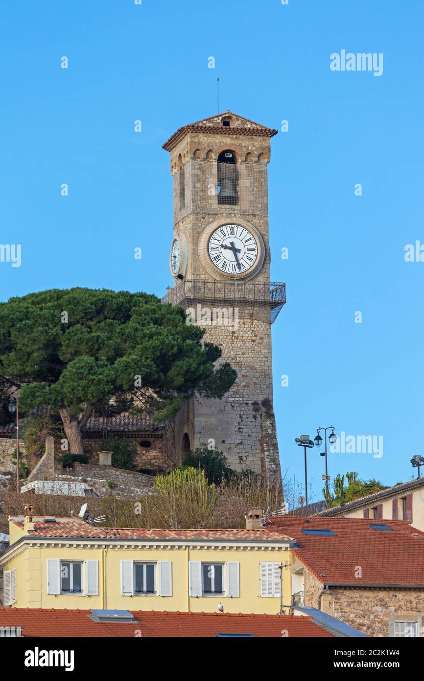 Clock Tower Landmark Structure in Cannes France Stock Photo - Alamy