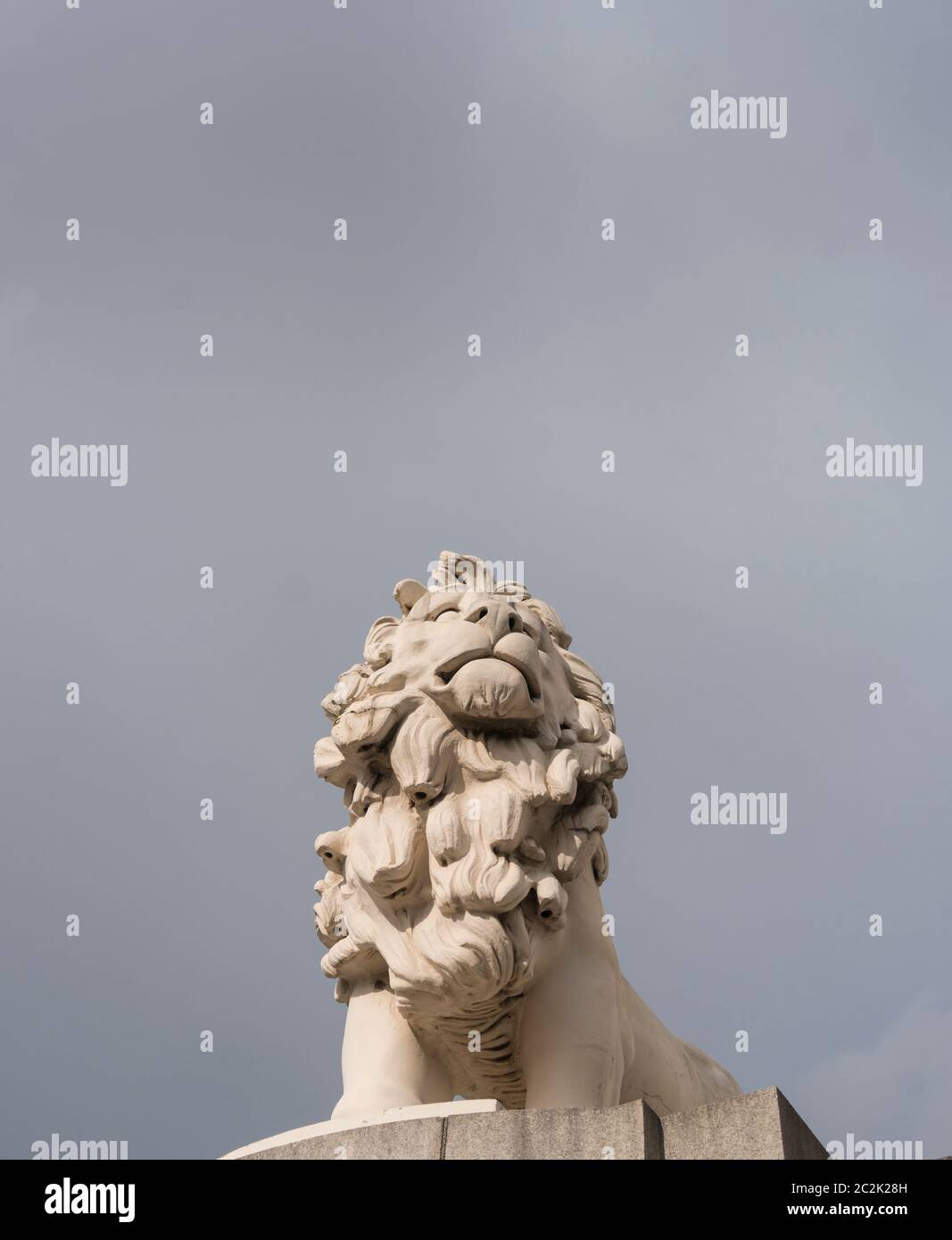 The South Bank Lion, also known as the Red Lion, made of Coade Stone ...