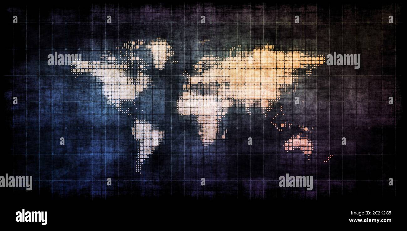 Fractured World Divided and Dissolving Map Concept Stock Photo - Alamy