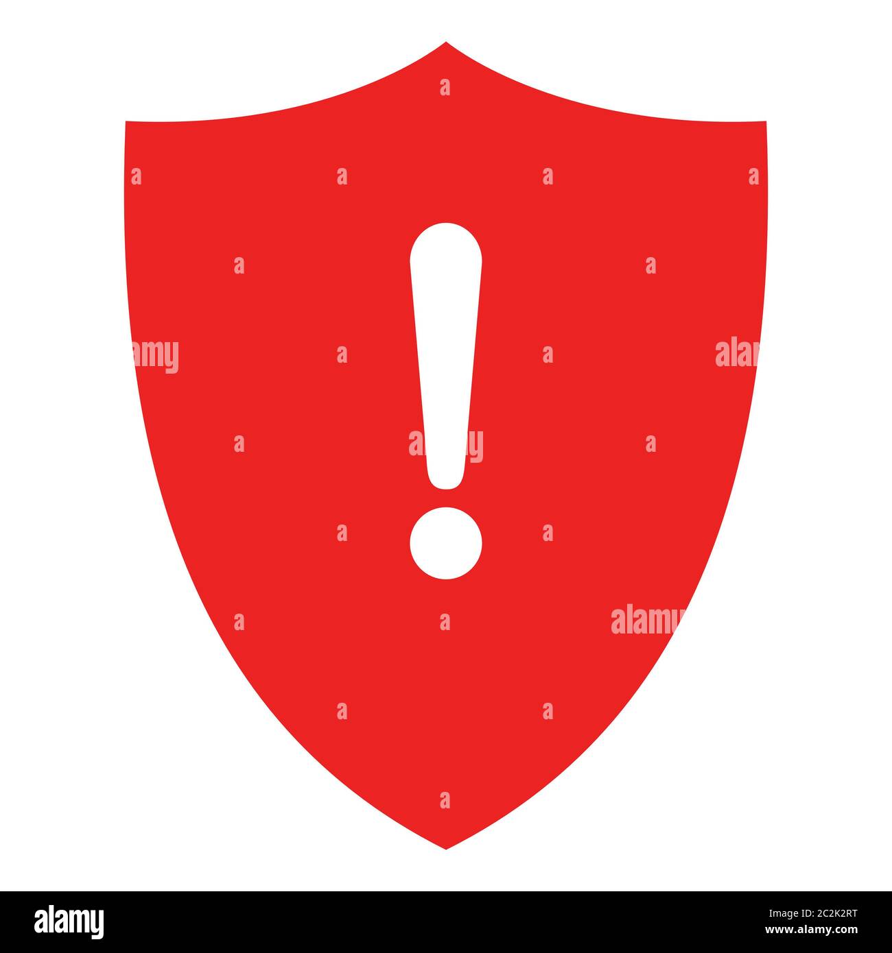 Exclamation mark and shield Stock Photo - Alamy