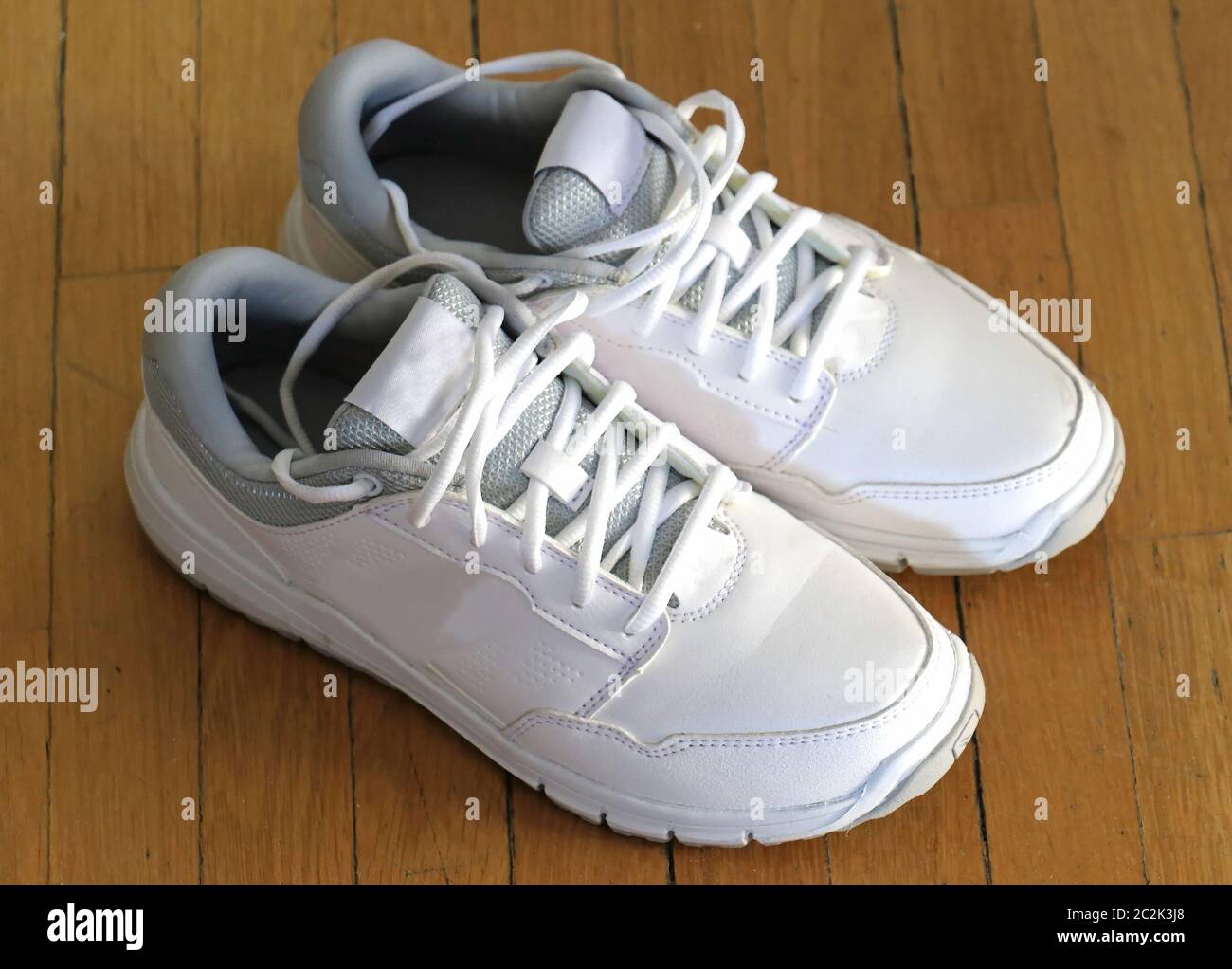 Modern white leather trainer shoes for walking and exercising Stock ...