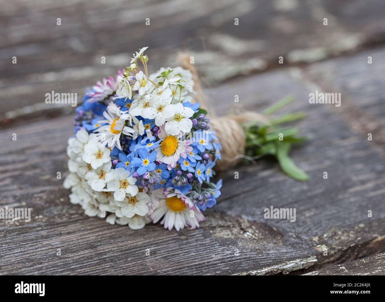 Cute little flower bouquet with forget me no tand daysies Stock Photo ...