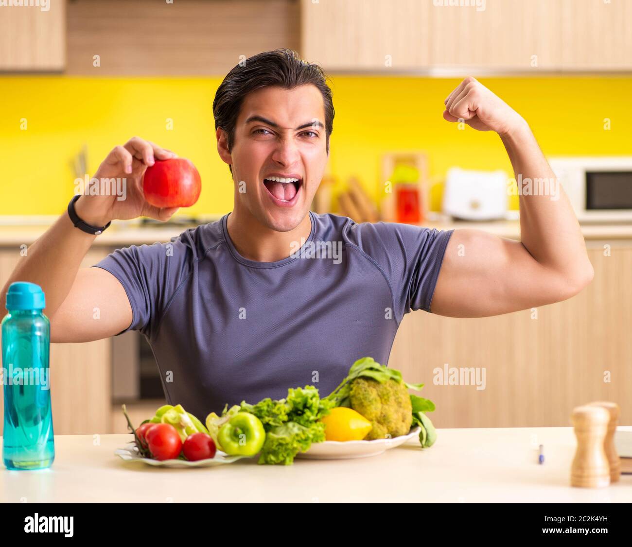 The young man in dieting and healthy eating concept Stock Photo - Alamy