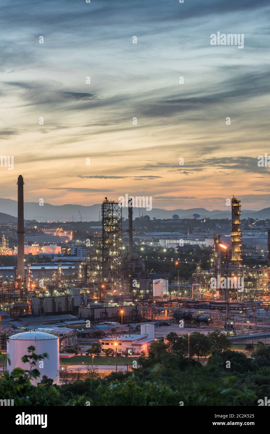 Oil Refinery factory in the morning and Sunrise, Petroleum ...