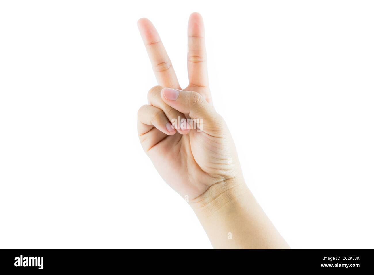 Hand gesture number two isolate on white background Stock Photo - Alamy