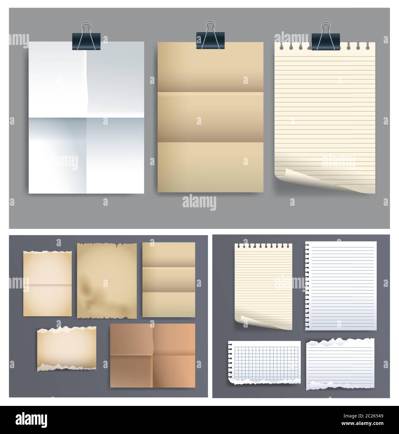 set of attachment banners paper icons vector illustration design Stock ...